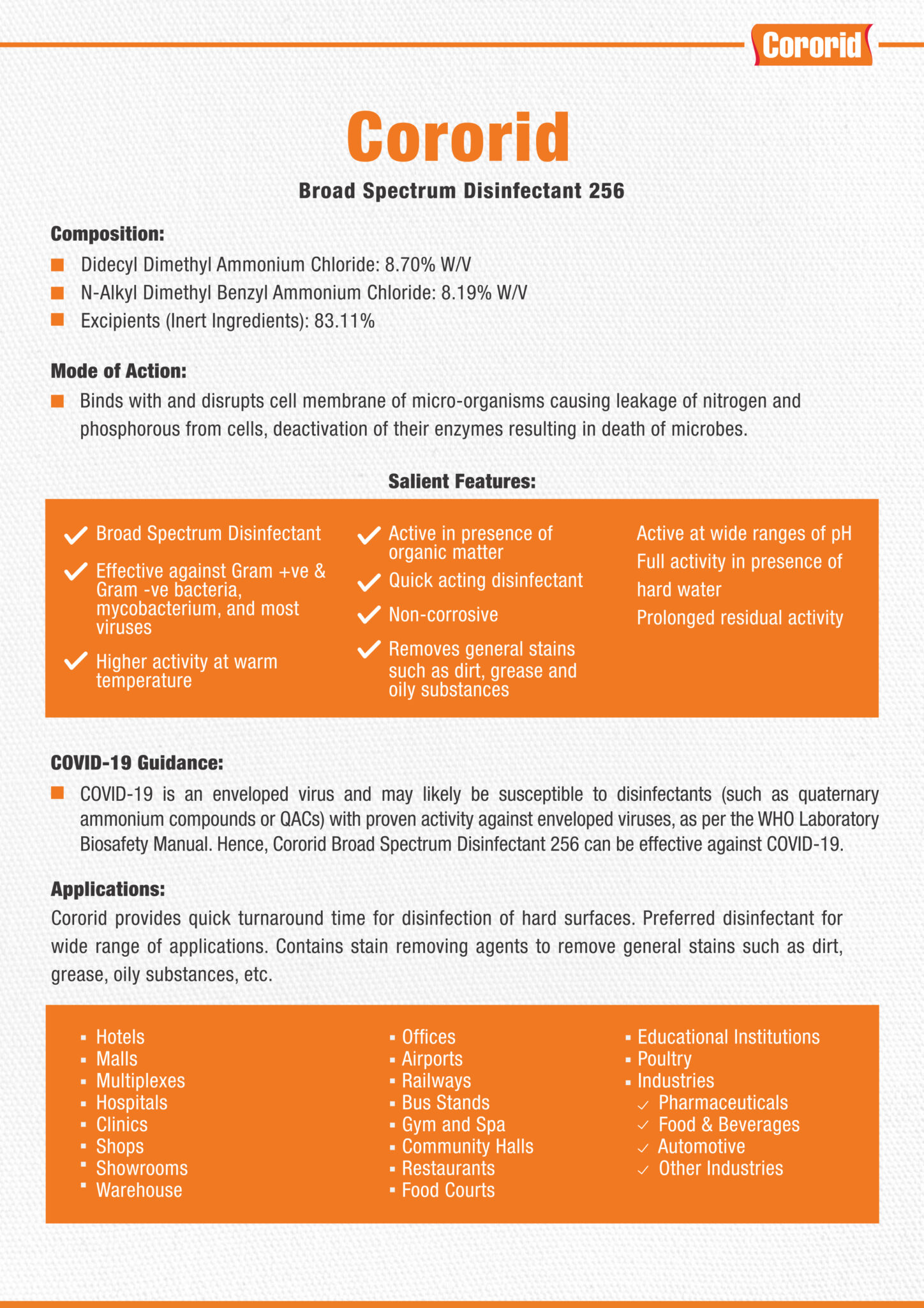 Best Broad Spectrum Disinfectant | Cororid